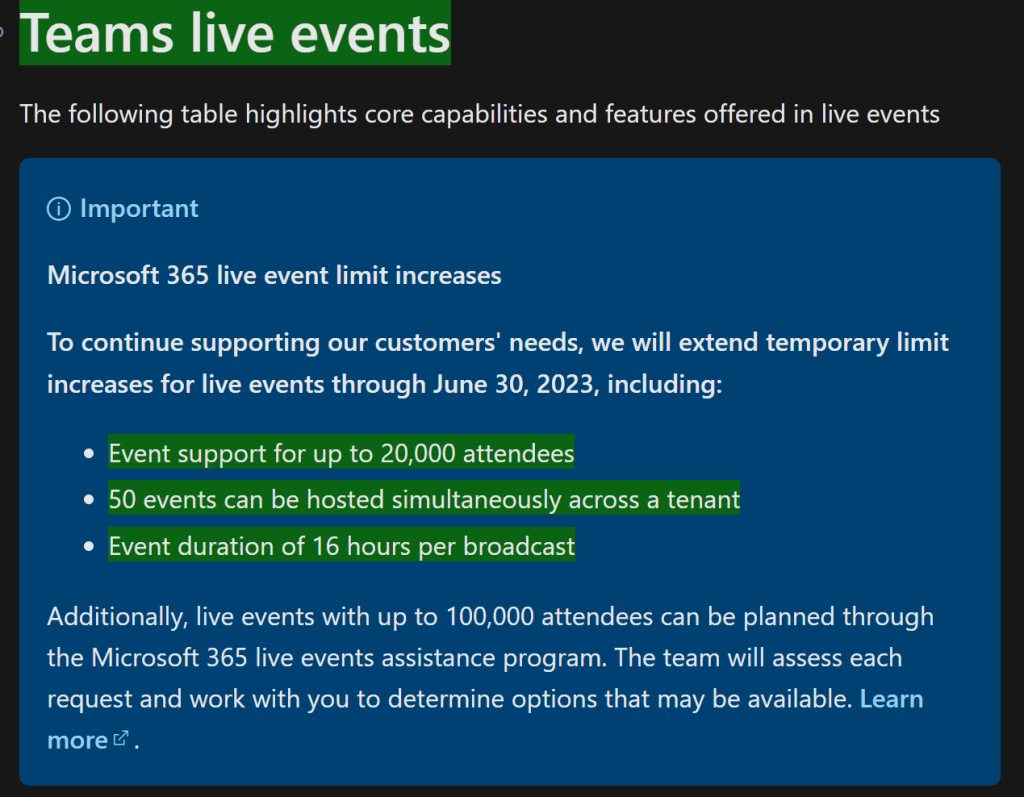 Teams Live event Q&A – The-league